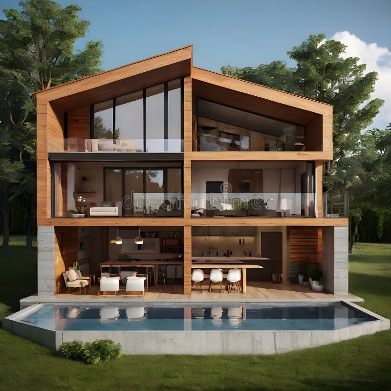Modern Home Cross Section 3d Rendering Stock Illustrations – 470 Modern ...