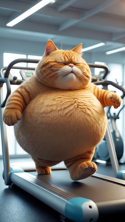 A Very Fat Cat Jogging in Place Stock Illustration - Illustration of ...