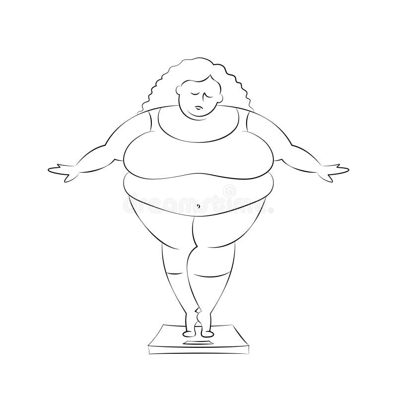 Fat Woman Standing Scale Stock Illustrations 321 Fat Woman Standing