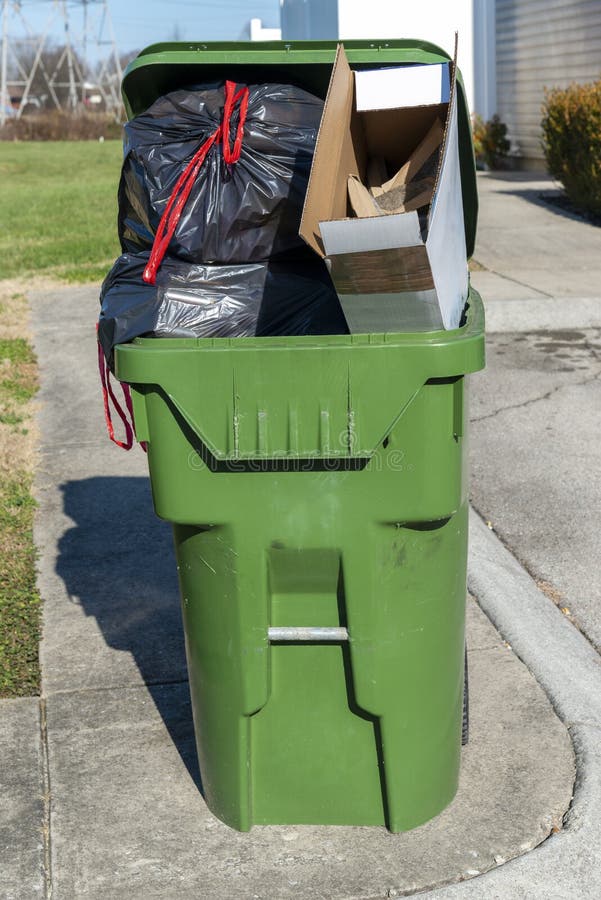 Very Full Trash Can stock image. Image of environment - 208532825
