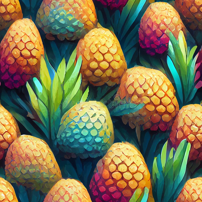 Very Fun Seamless Pattern of Color Pineapple Watercolor Stock ...