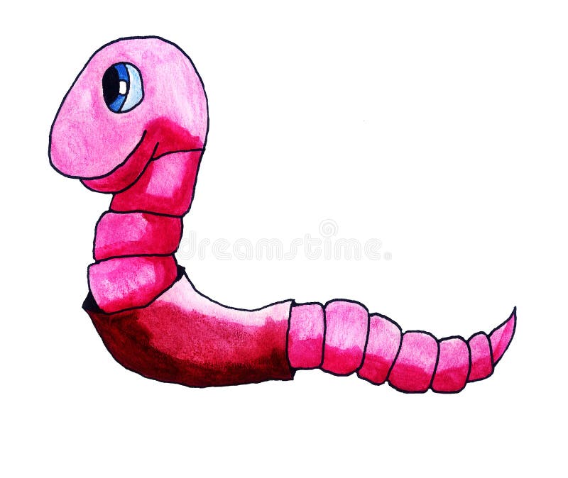 Very Funny Watercolor Worm stock illustration. Illustration of crawl ...