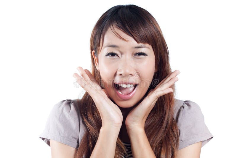 Emotional Teen Girl Happy Ecstatic Ecstasy Smiling and Looking T Stock ...