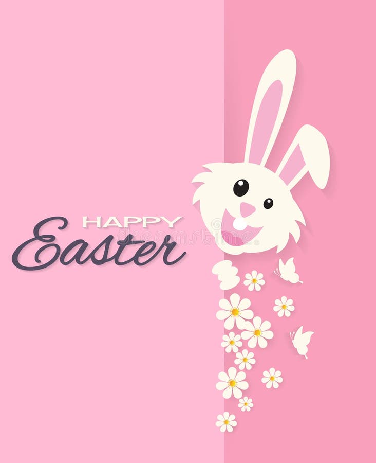 Very Happy Easter,rabbit and Flowers Stock Vector - Illustration of ...