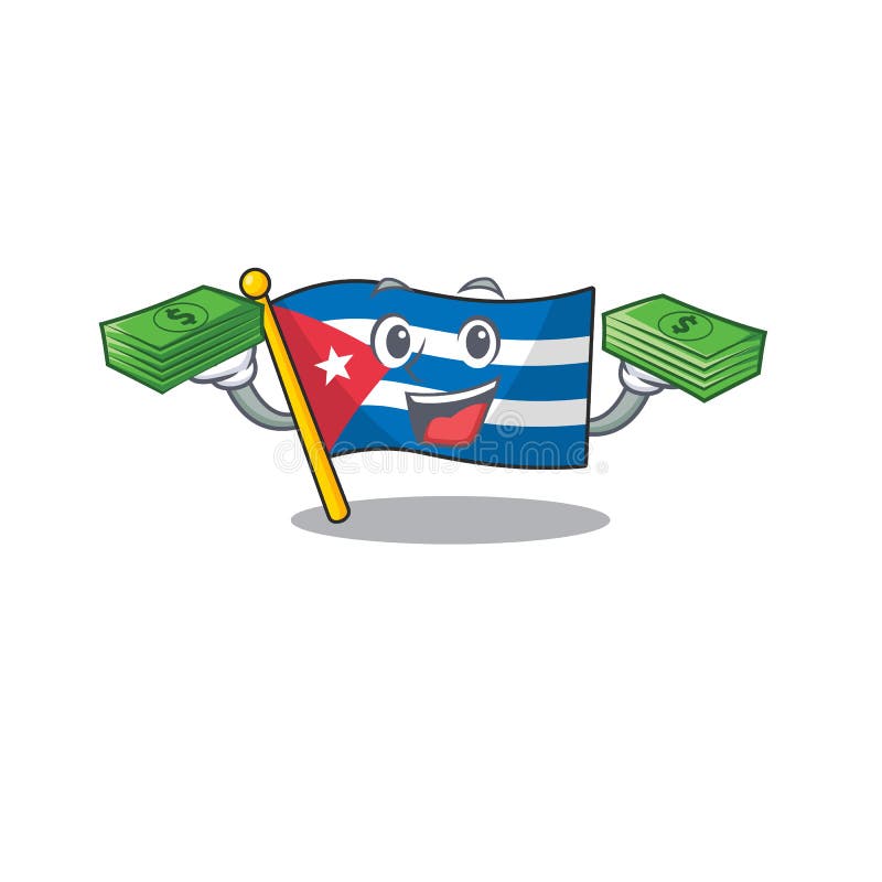 Very Happy Flag Cuba Scroll Character with Money on Hands Stock Vector ...