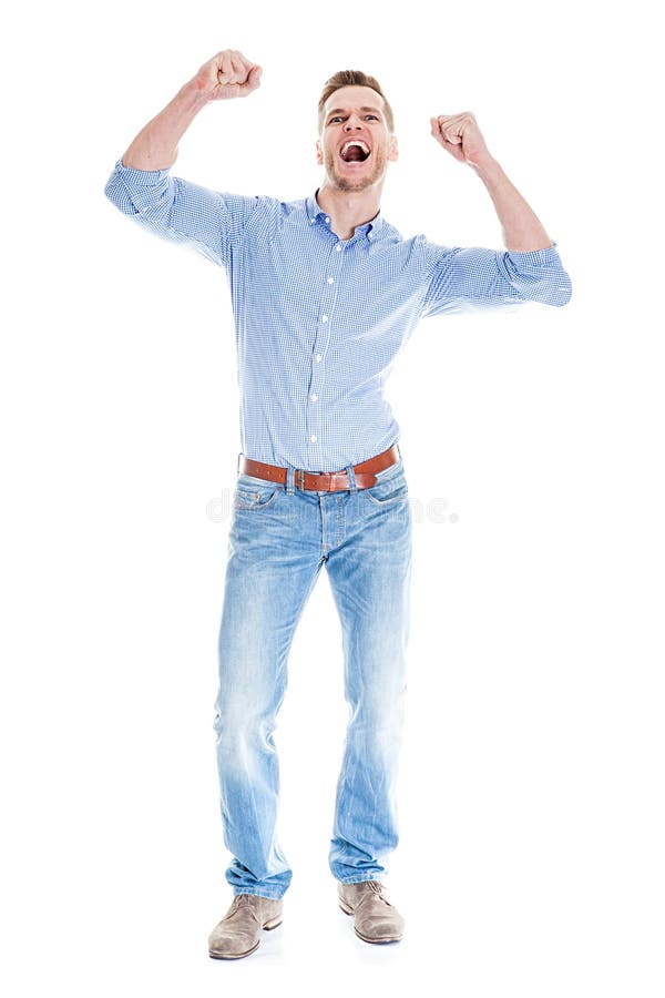 Very Happy Man Isolated Full Body Stock Photo - Image of employment ...
