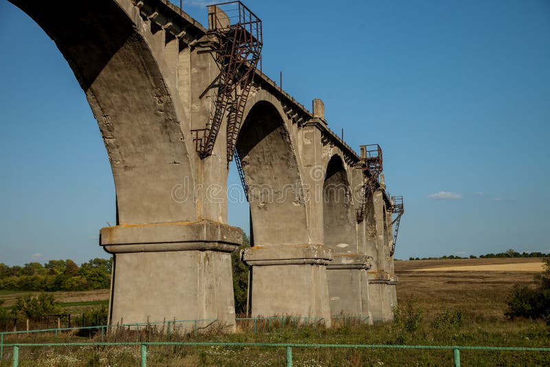 Very high abandoned bridge stock photo. Image of walkway - 185684756
