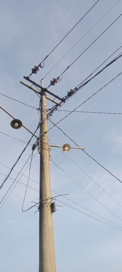 Very High Electric Cable Poles on Public Roads Stock Photo - Image of ...