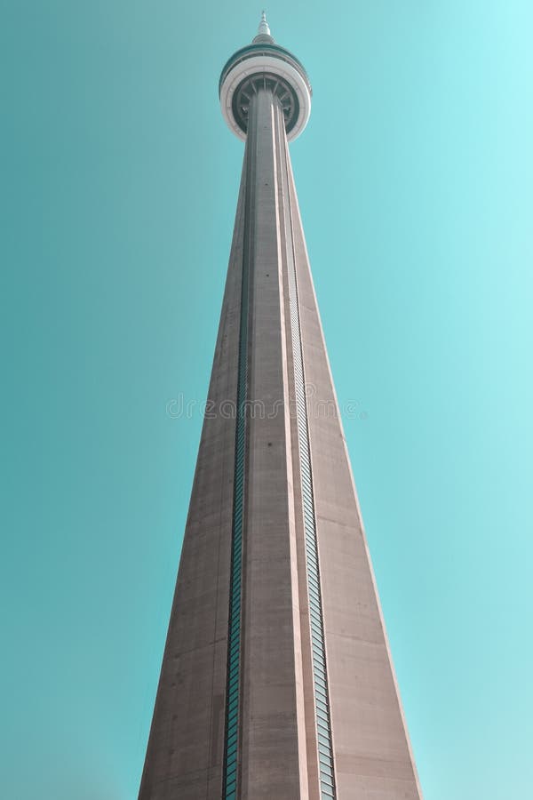 Very High Modern Concrete Tower in a Blue Sky in Daylight. Architecture ...