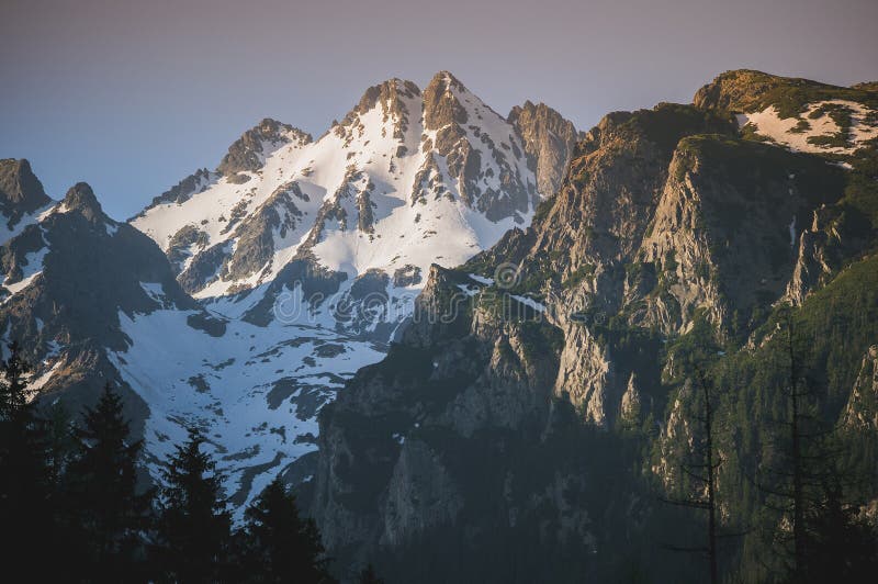 Very high mountain peaks. stock image. Image of hiking - 73807815
