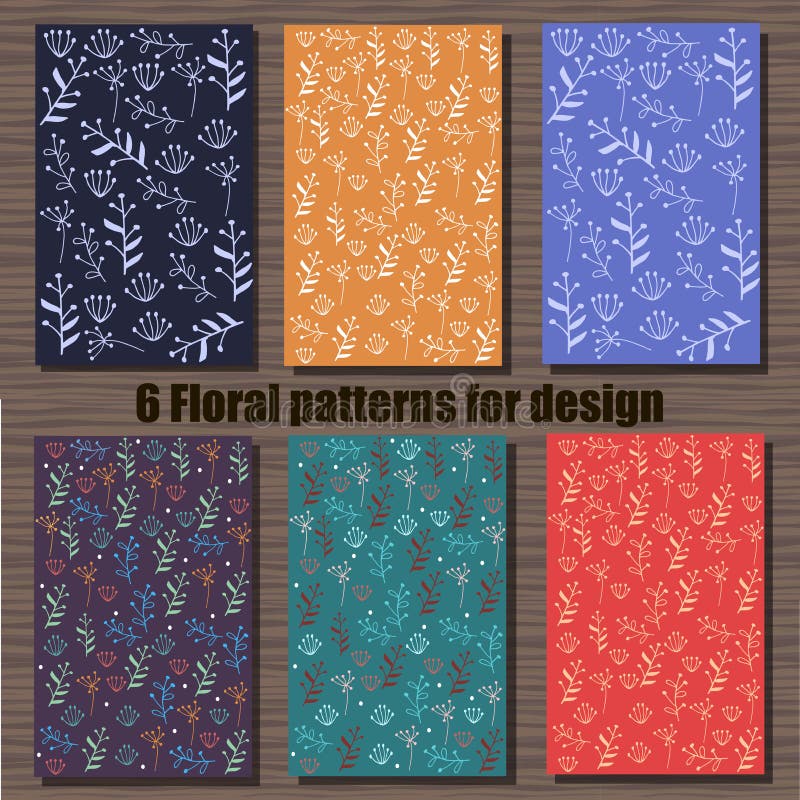 Very High Quality Original Set of Six Floral Patterns with Leave Stock ...