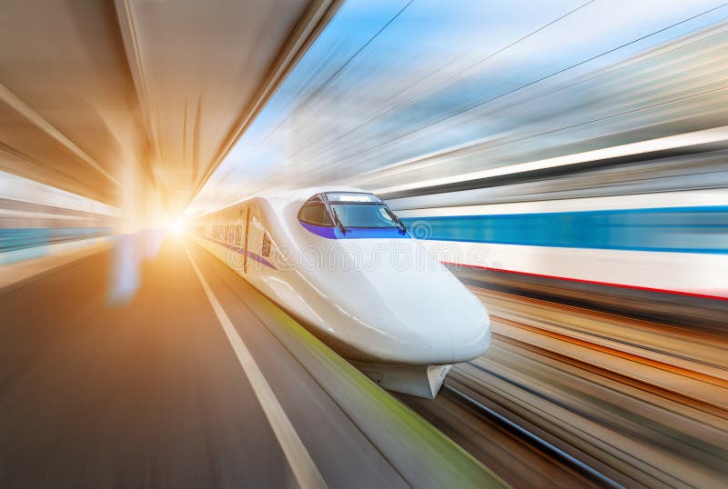 Very high-speed train stock photo. Image of blurred, blue - 90742610