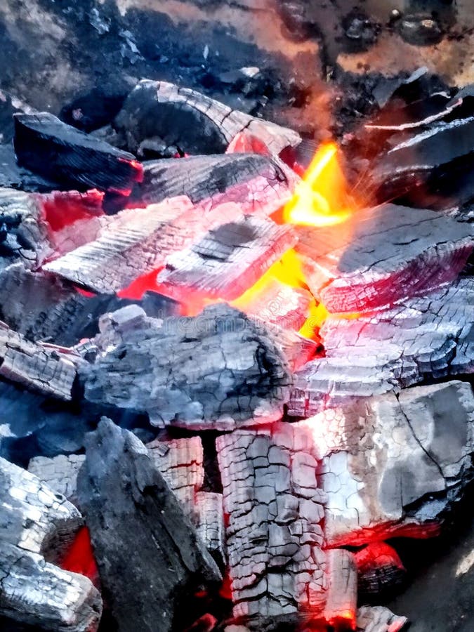 Very hot coals with fire stock photo. Image of summer - 164765282
