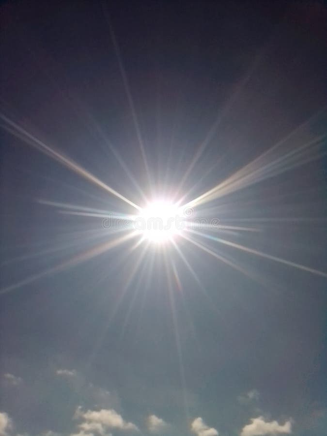 Very Hot Sun on a Blue Sky. Stock Photo - Image of upper, sunlight ...