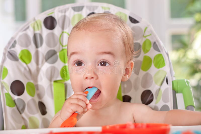 Very hungry baby stock photo. Image of dinner, expressive - 46833816