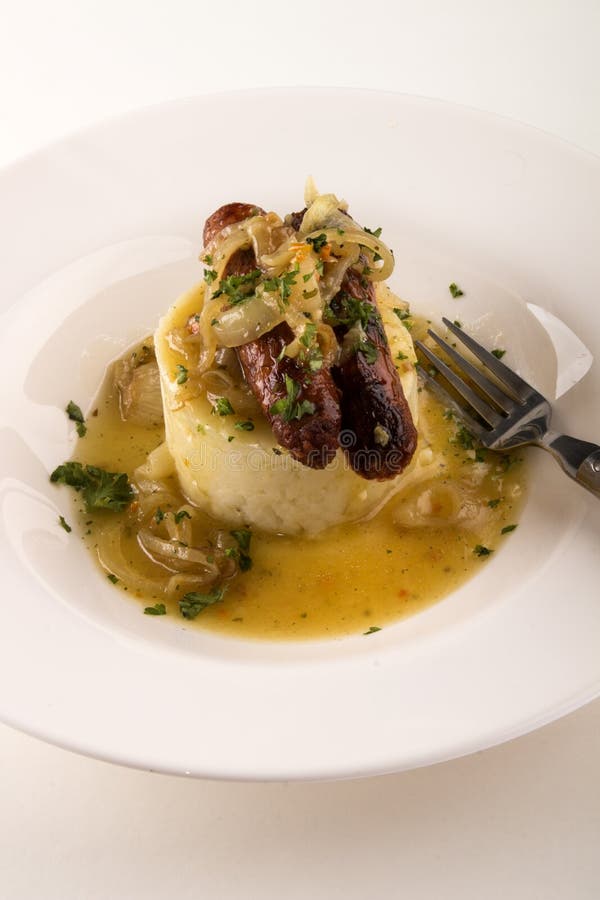Very Irish Specialty, Fine Dining, Bangers and Mash Stock Photo - Image ...