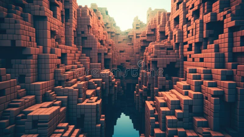 A Very Large Amount of Bricks are Stacked Together, AI Stock ...