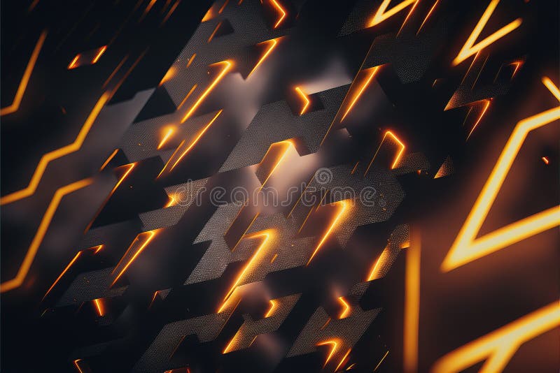A Very Large Array of Orange and Black Shapes with a Black Background ...