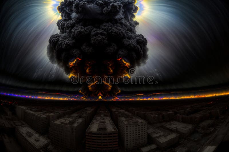 A Very Large Black Object in the Middle of a City. Generative AI Stock ...