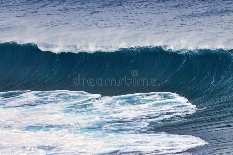 Very Large Cresting Wave Breaking on Maui. Stock Photo - Image of ...
