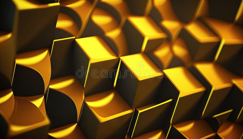 A Very Large Group of Yellow Cubes in a Room Stock Illustration ...