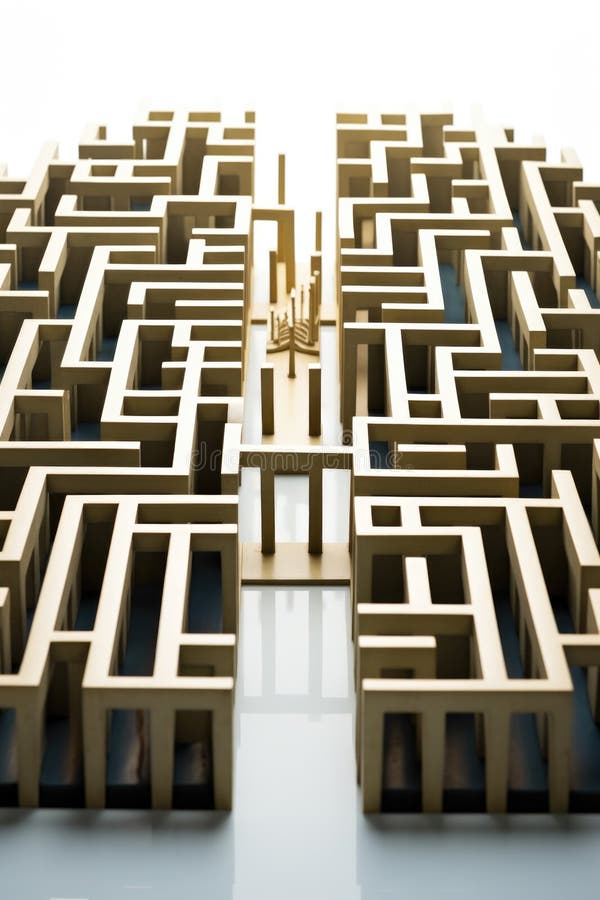 A Very Large Maze with a Clock in the Middle of it. AI. Stock ...