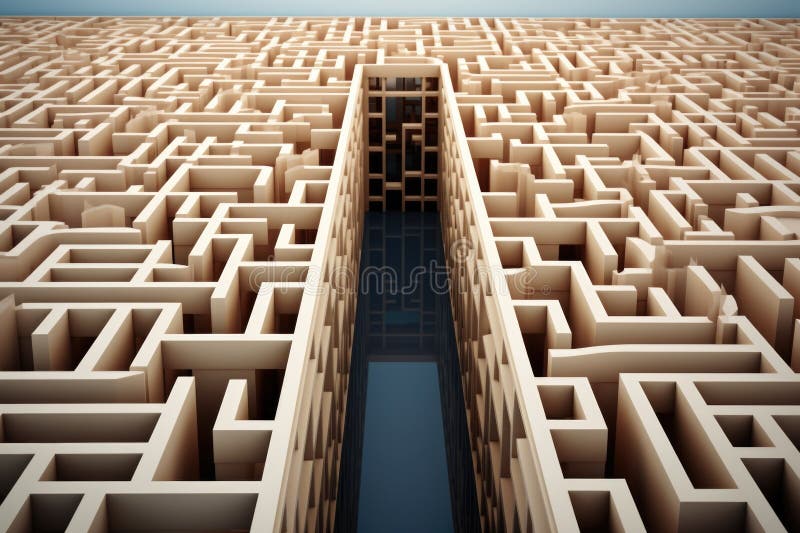 A Very Large Maze in the Middle of a Blue Sky. AI. Stock Illustration ...