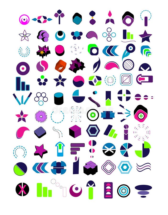A Large Set of Vector Logos Illusrtration Stock Vector - Illustration ...