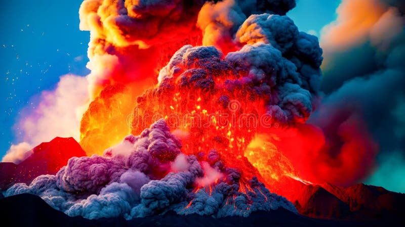 Very Large Volcano with Lots of Smoke Coming Out of it S Sides ...