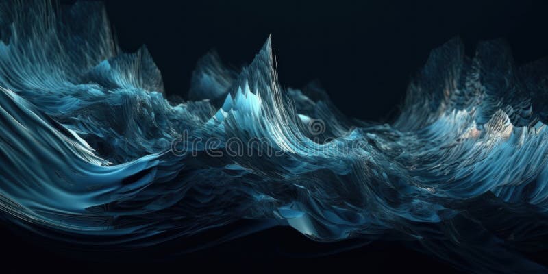 A Very Large Wave of Water in the Dark. Generative AI Image. Stock ...