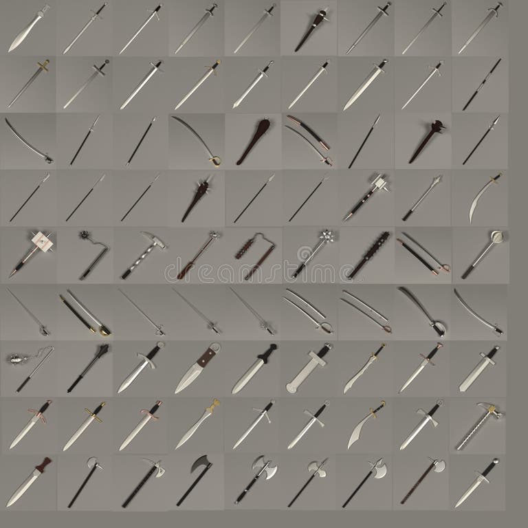 Weapon Collection Medieval Weapons Stock Illustrations – 739 Weapon ...