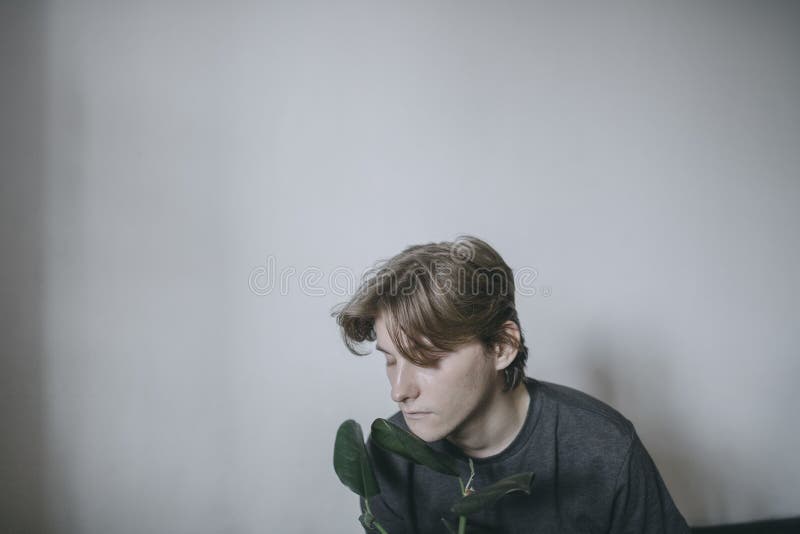 A Very Lonely Guy at Home Suffers from the Fact that he is Alone and ...