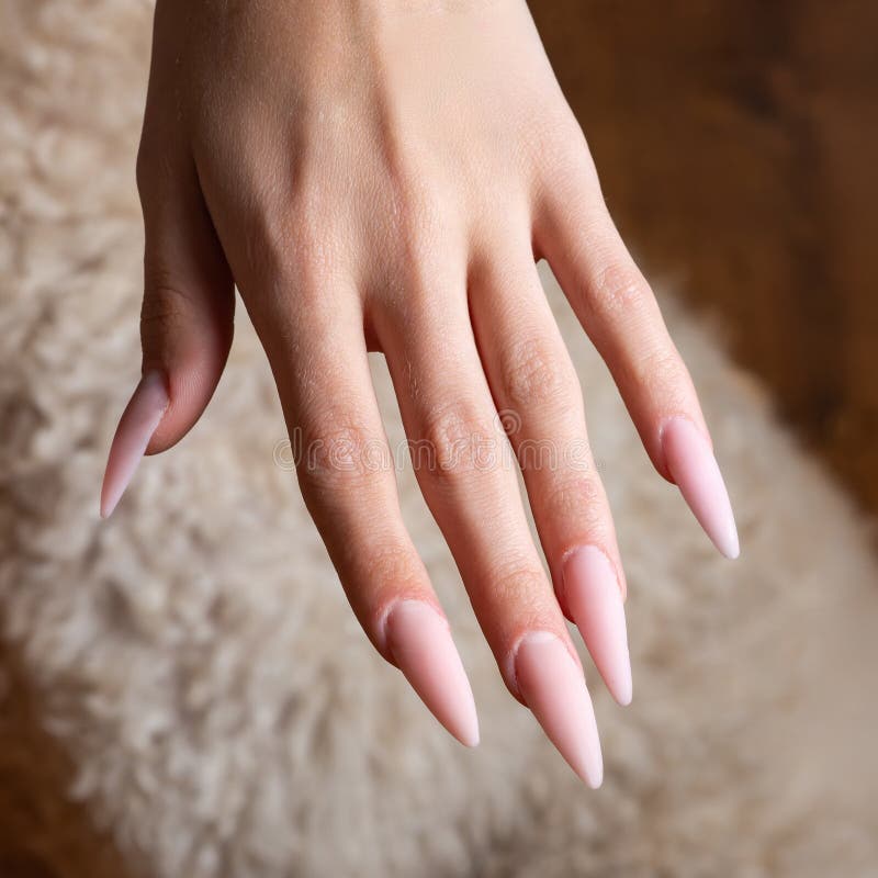 Very Long Extended Nails on a Thin Hand Stock Photo - Image of fashion ...