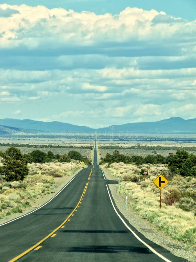 Long Straight Road Through A California Desert Stock Photo - Image of ...