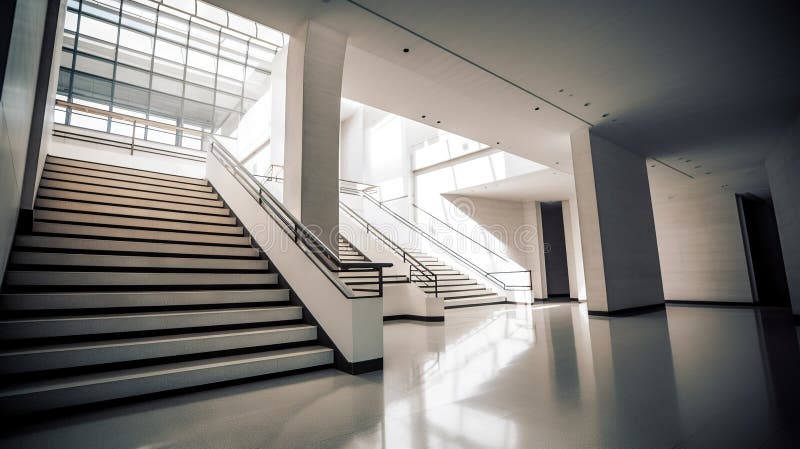 A Very Long Staircase in a Very Big Building with a Lot of Windows ...