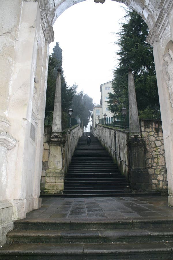 Very Long Staircase that Leads Pilgrims Stock Image - Image of walking ...