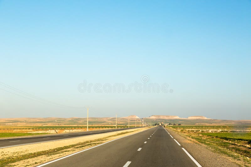 Very Long Straight Highway in Morocco with Low Horizon Stock Photo ...