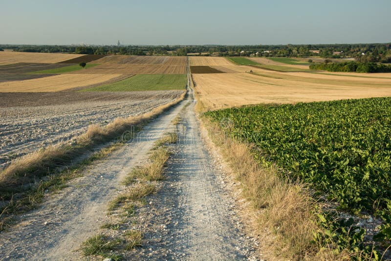 A Very Long Straight Road through Fields, Horizon and Sky Stock Photo ...