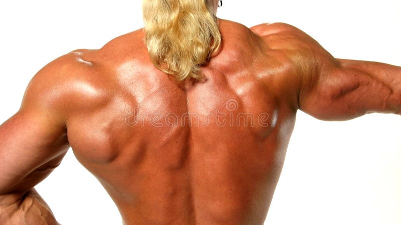 Very Muscular Back Guy on White Background Stock Video - Video of ...