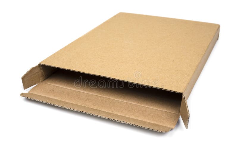 Very Narrow Cardboard Box on a White Stock Photo - Image of warehouse ...