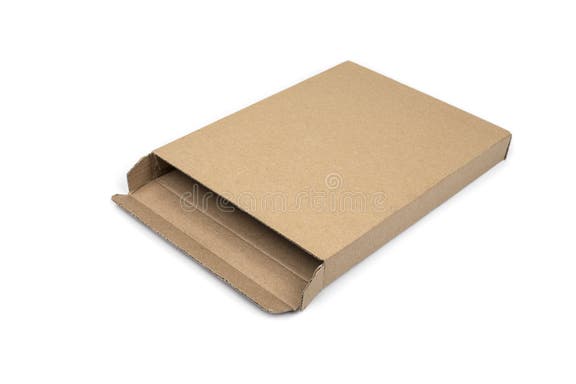 Very Narrow Cardboard Box on a White Stock Image - Image of paper ...