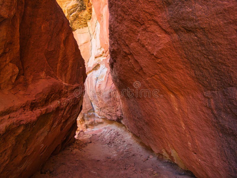 A Narrow Passage between Two Red Rocks Stock Image - Image of pattern ...