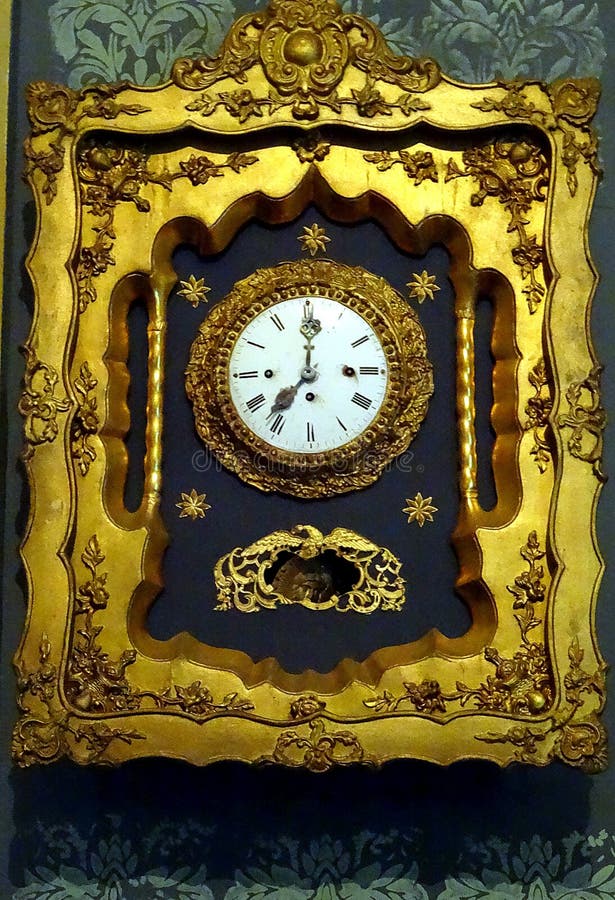 Very Nice Antique Mechanical Wall Clock Stock Image - Image of closeup ...