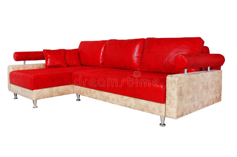 Nice red sofa with pillows stock photo. Image of furnishing - 27470274