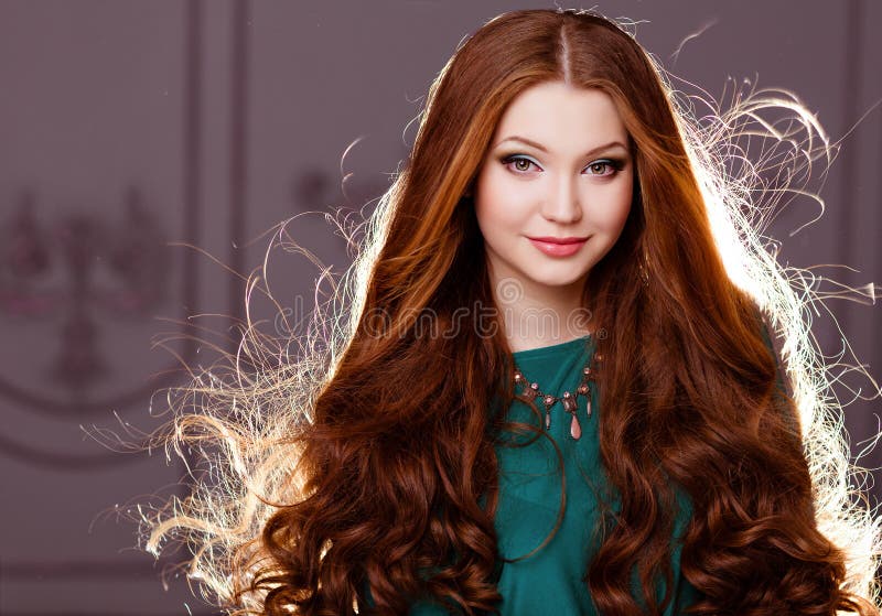 Very Nice Sensual Girl with Red Hair Backlit Stock Photo - Image of ...