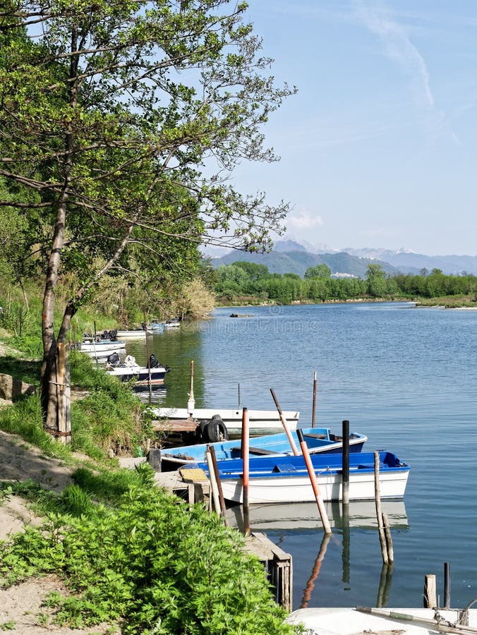 Very Nice View of Boat Along River Magra Stock Photo - Image of wooden ...