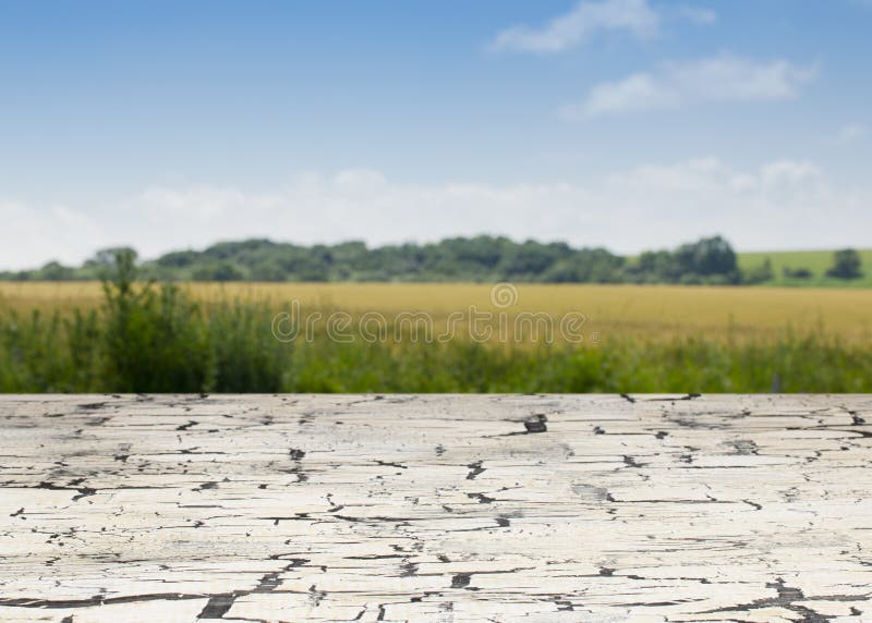 Very Nice Wooden Table with the Landscape. Stock Image - Image of ...