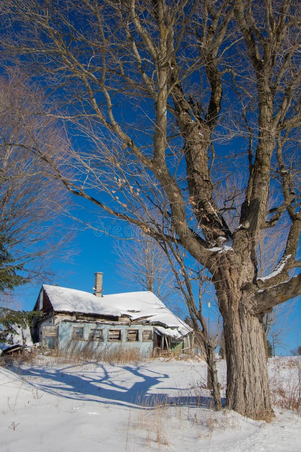Very Old Abandoned House in Quebec Winter Stock Image - Image of facade ...