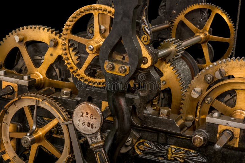 Clockwork on a Black Background Stock Photo - Image of mechanical ...
