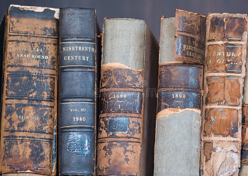 Old Books, Original Old Books with Worn Book Covers Stock Image - Image ...